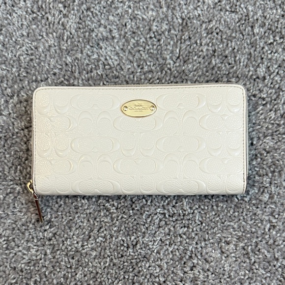 Coach | Bags | Coach Ivory White Embossed Long Wallet | Poshmark